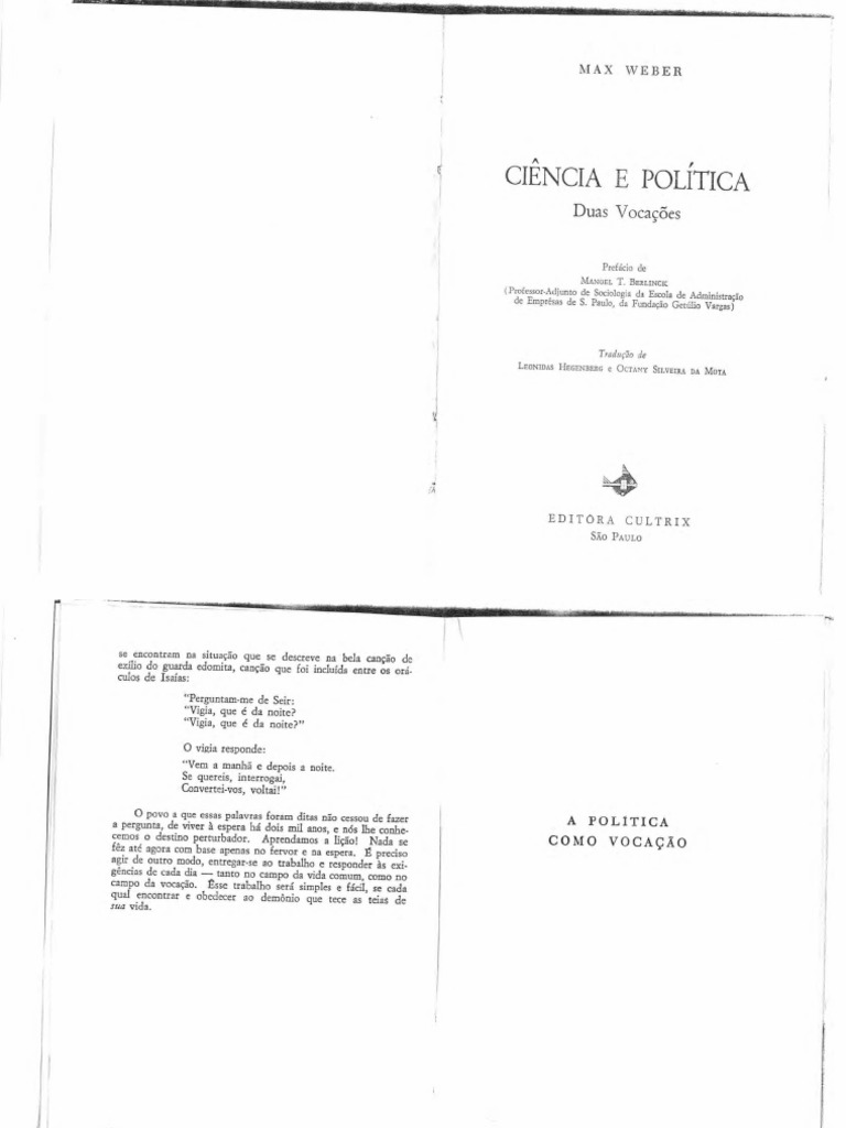 Max Weber A Politica Como Vocacao | PDF