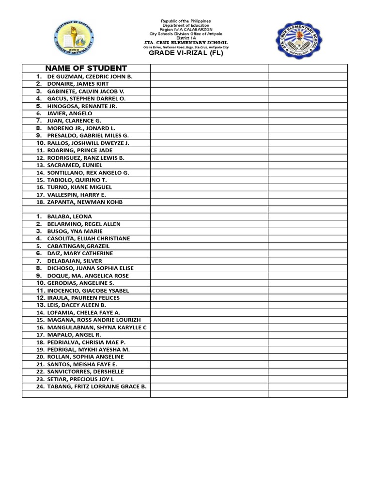 Alphabetical Order Attendance | PDF