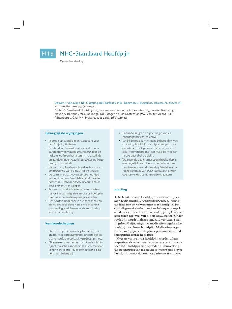 NHG Standaard Hoofdpijn | PDF