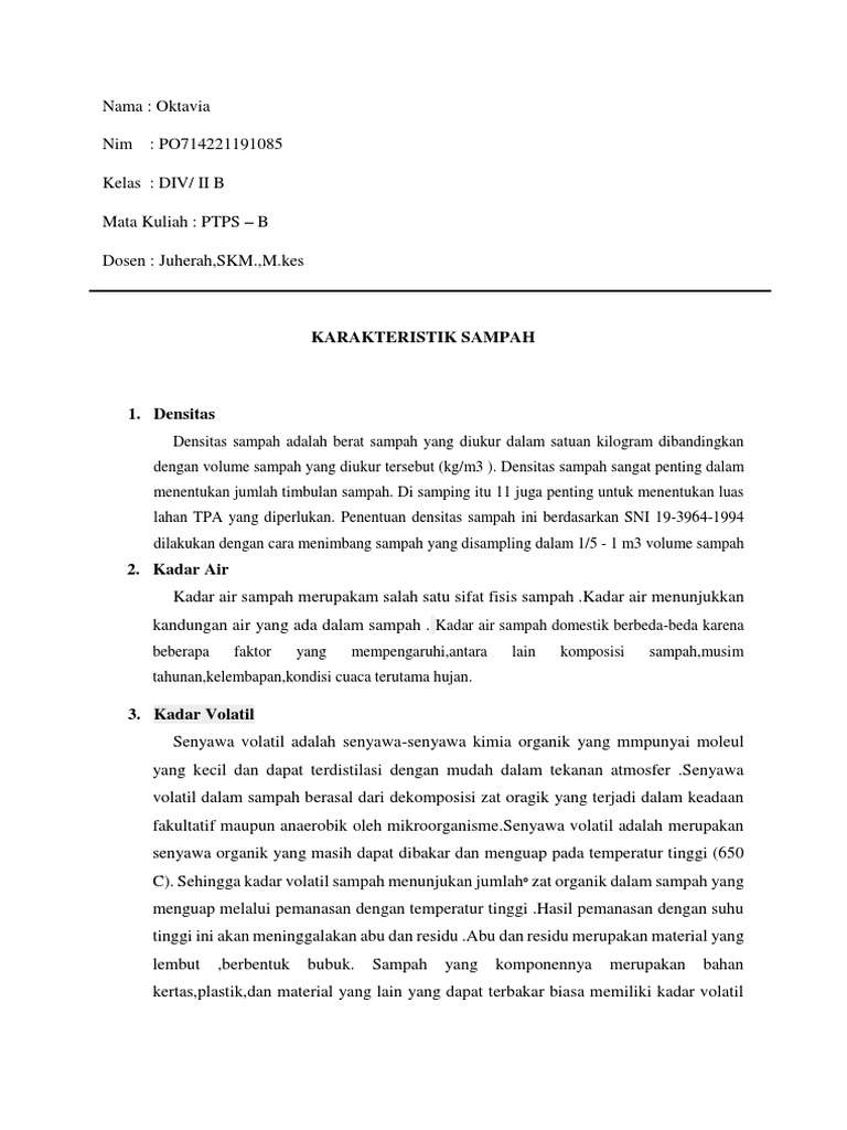Karakteristik Sampah | PDF
