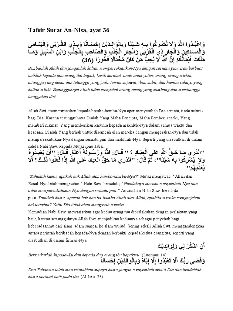Tafsir Surat An-Nisa Ayat 36 | PDF