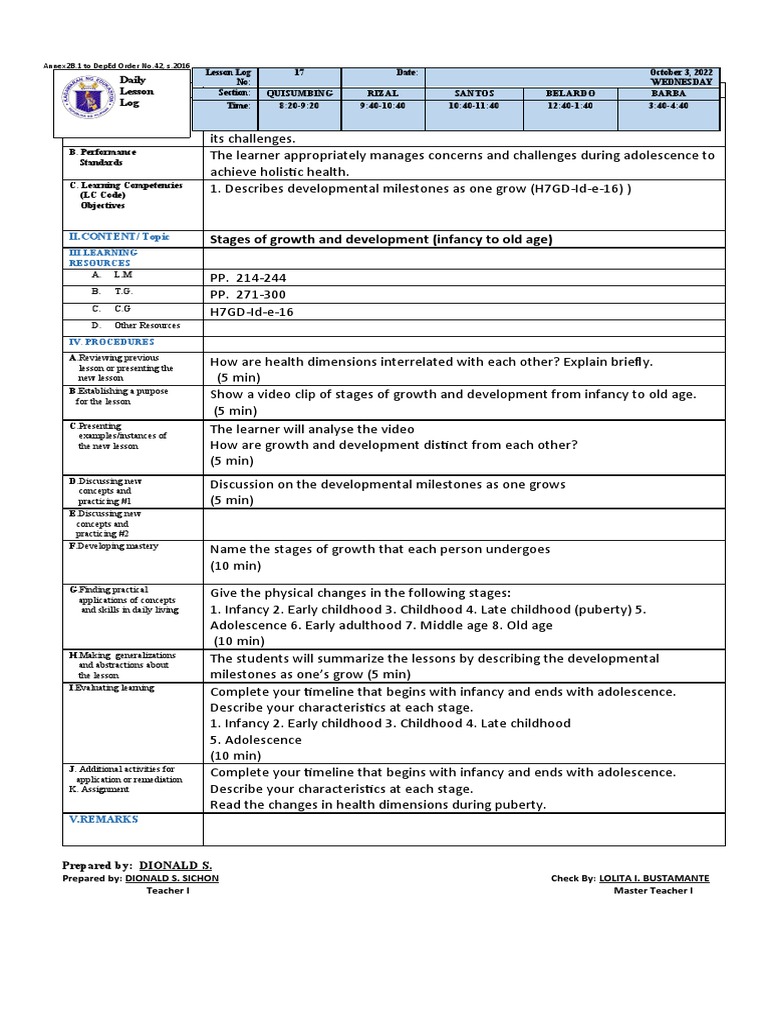 1st Grading DLL | PDF | Adolescence | Puberty