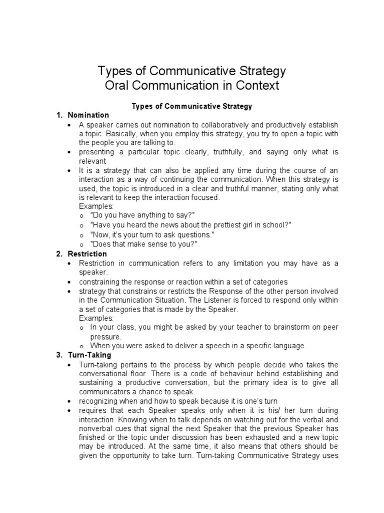 Communicative Strategies Guide | PDF | Communication | Cognitive Psychology