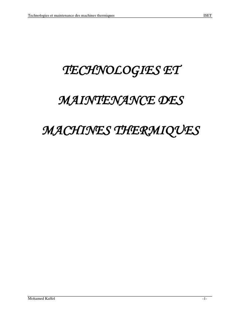 Machine Thermique | PDF | Turbine à gaz | Turbocompresseur