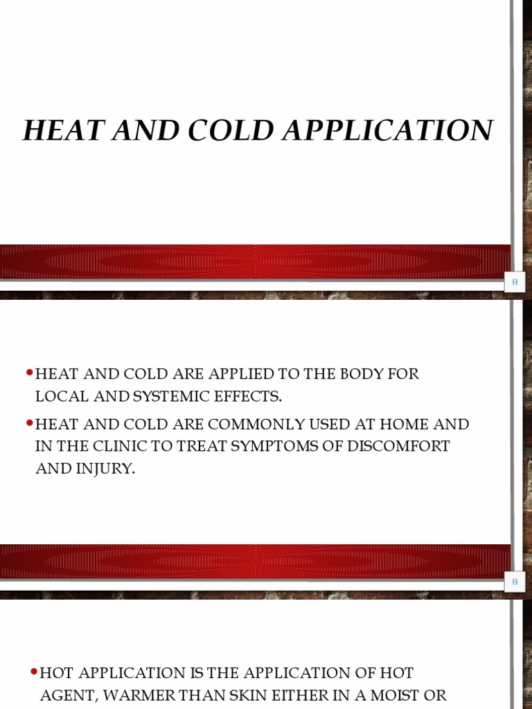 Heat and Cold Application Discussion | PDF | Edema | Inflammation