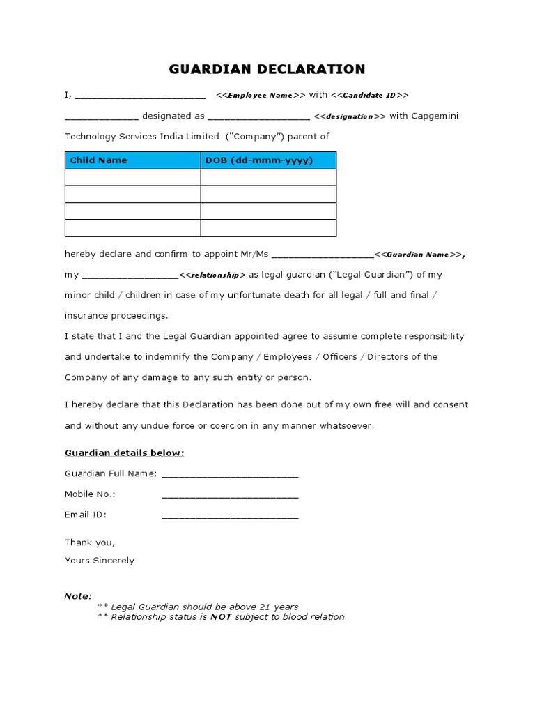 Guardian Declaration | PDF