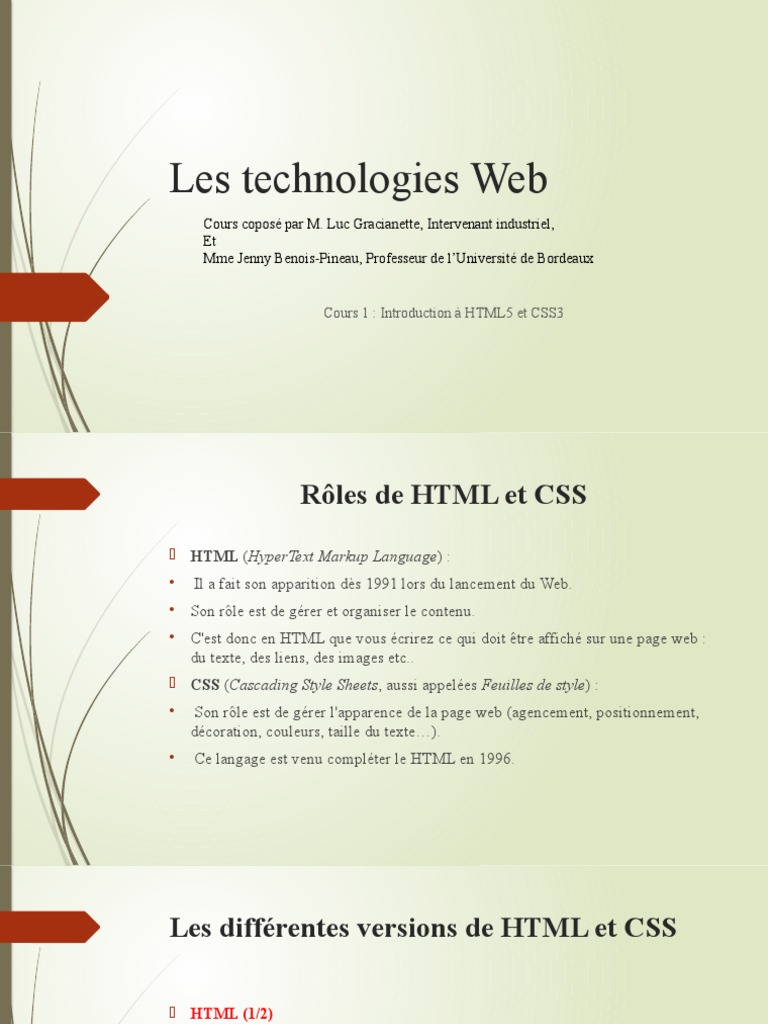 Les Technologies Web | PDF | Html | Internet