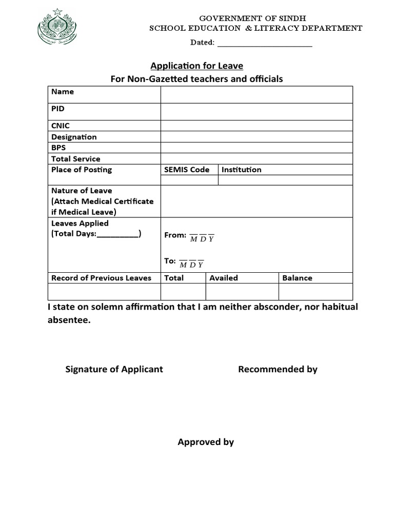Leave Proforma | PDF