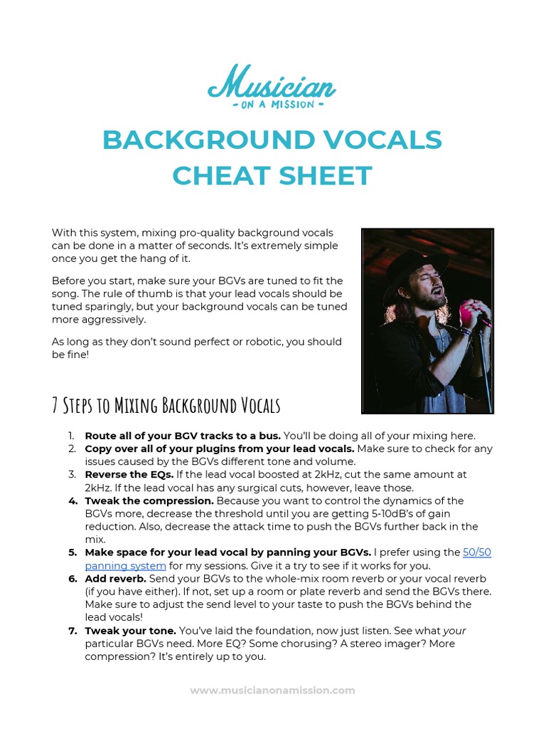 Background Vocals Cheat Sheet | PDF