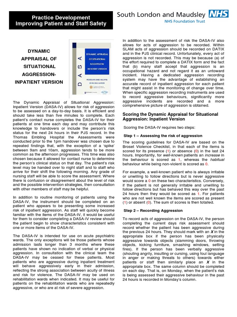 Inpatient Aggression Assessment | PDF | Anger | Aggression