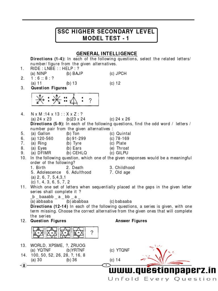 SSC CHSL Model Paper 1 WWW - Questionpaperz.in | PDF | Triangle | Area