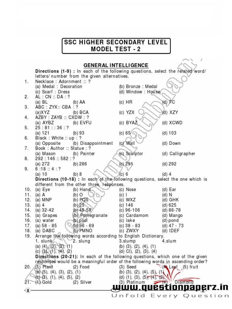 SSC CHSL Model Paper 2 WWW - Questionpaperz.in | PDF | Area | Triangle