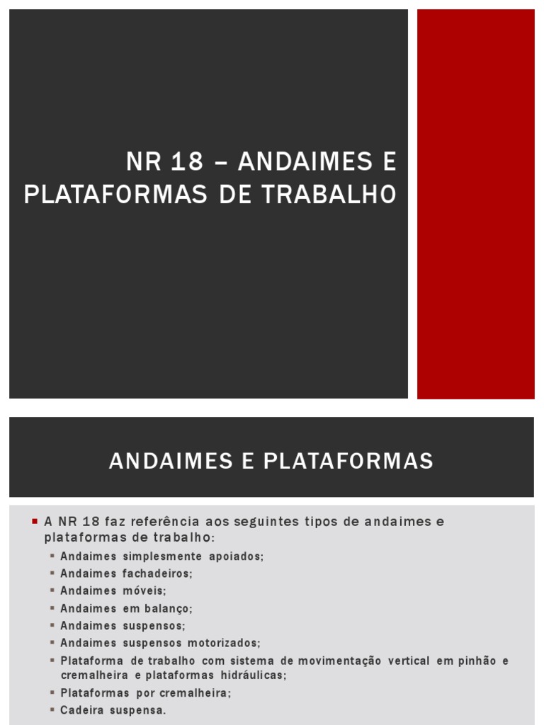 Andaimes E Plataformas De Trabalho Pdf Andaime Materiais
