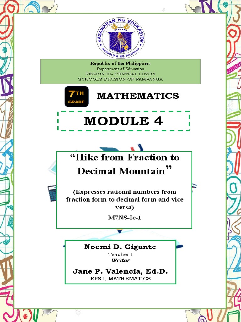 Math - Grade7 Q1 Module 4 - Expresses Rational Numbers From Fraction Form To Decimal Form and ...