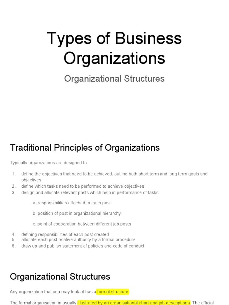 Types of Business Organizations Organiza | PDF | Organizational ...