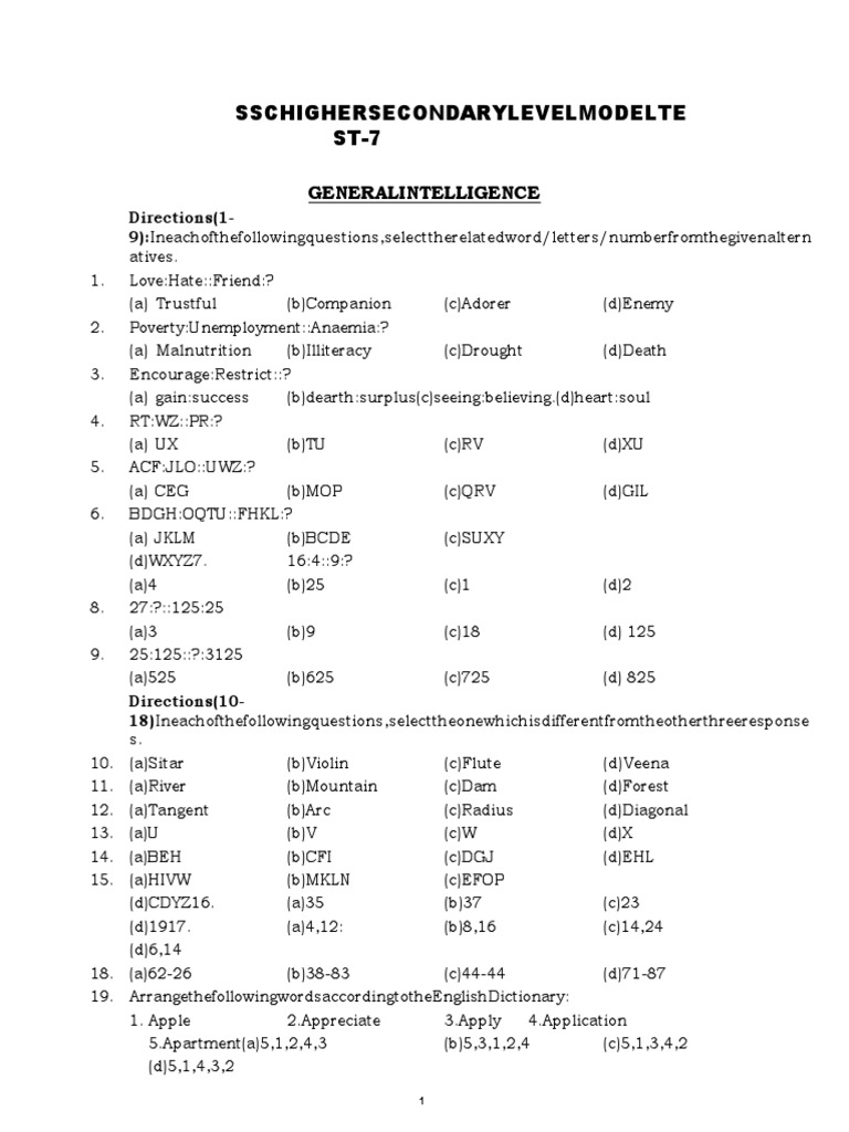 SSC CHSL Model Paper 7 | PDF