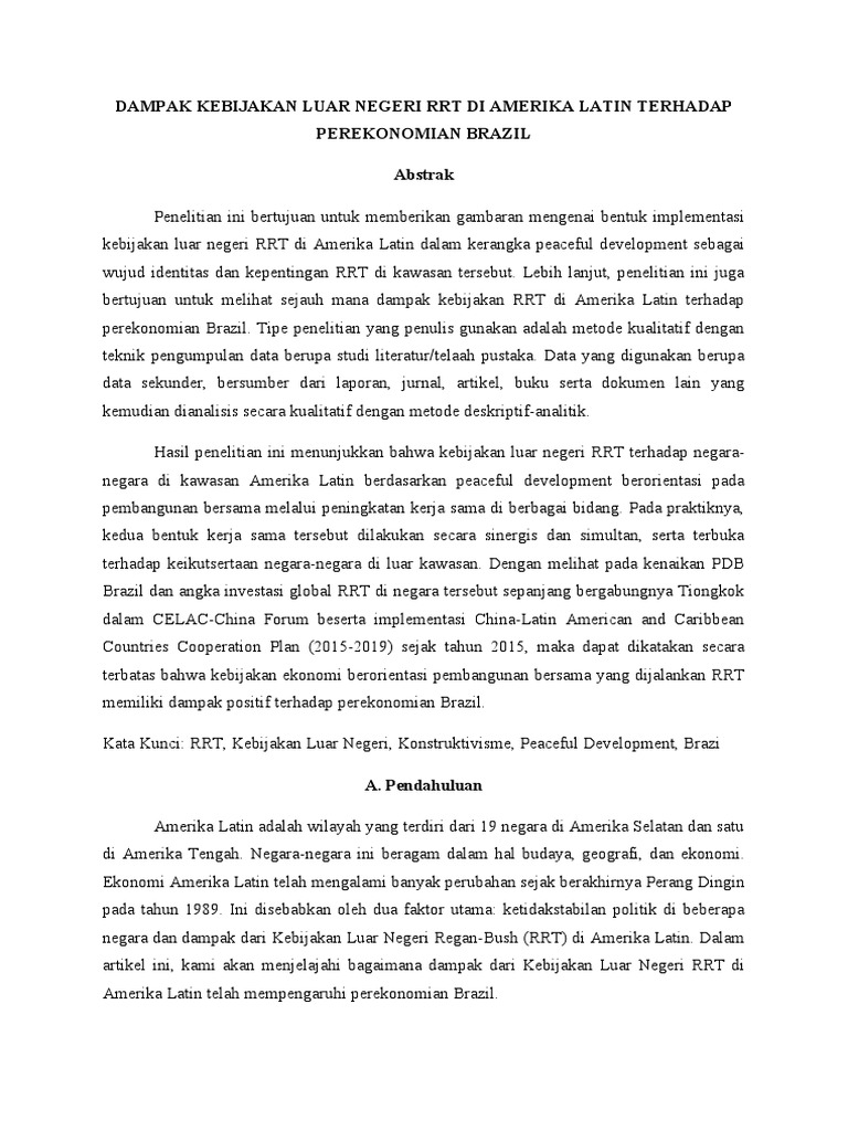 Dampak Kebijakan RRT pada Ekonomi Brazil | PDF | Pengelolaan Keuangan & Uang | Ilmu Sosial