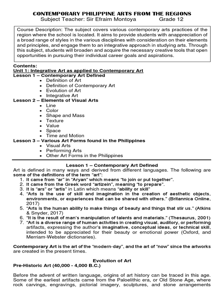 Cpar Unit 1 | PDF | The Arts | Paintings