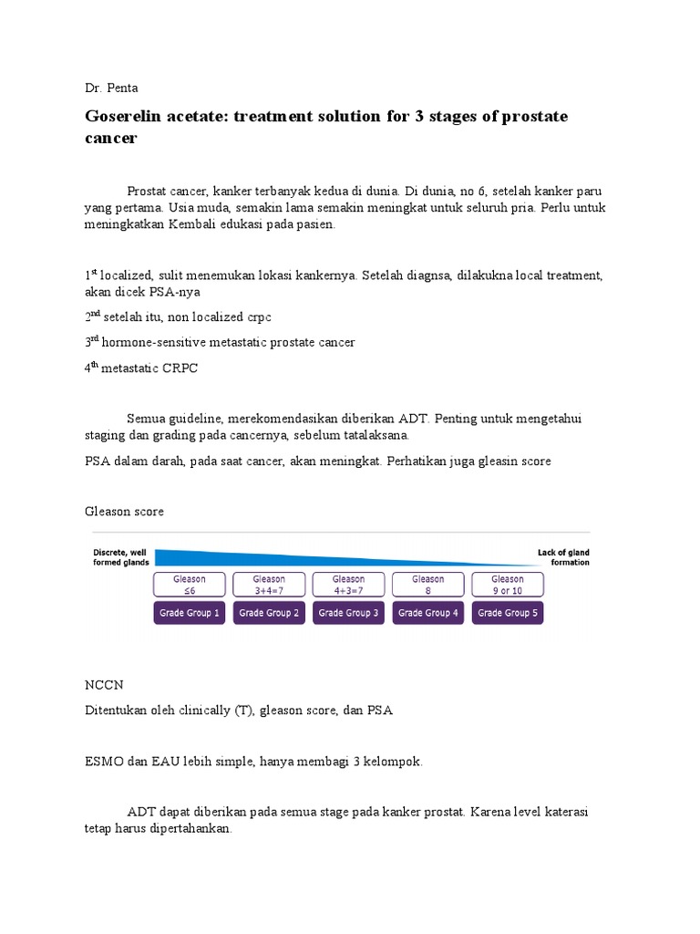 Goserelin Acetate Treatment Solution For 3 Stages of Prostate Cancer | PDF