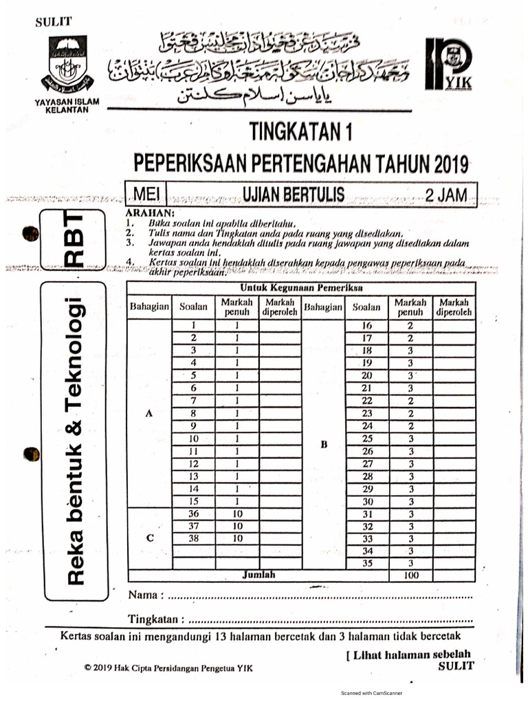 RBT Ting 1 PPT 2019 YIK | PDF