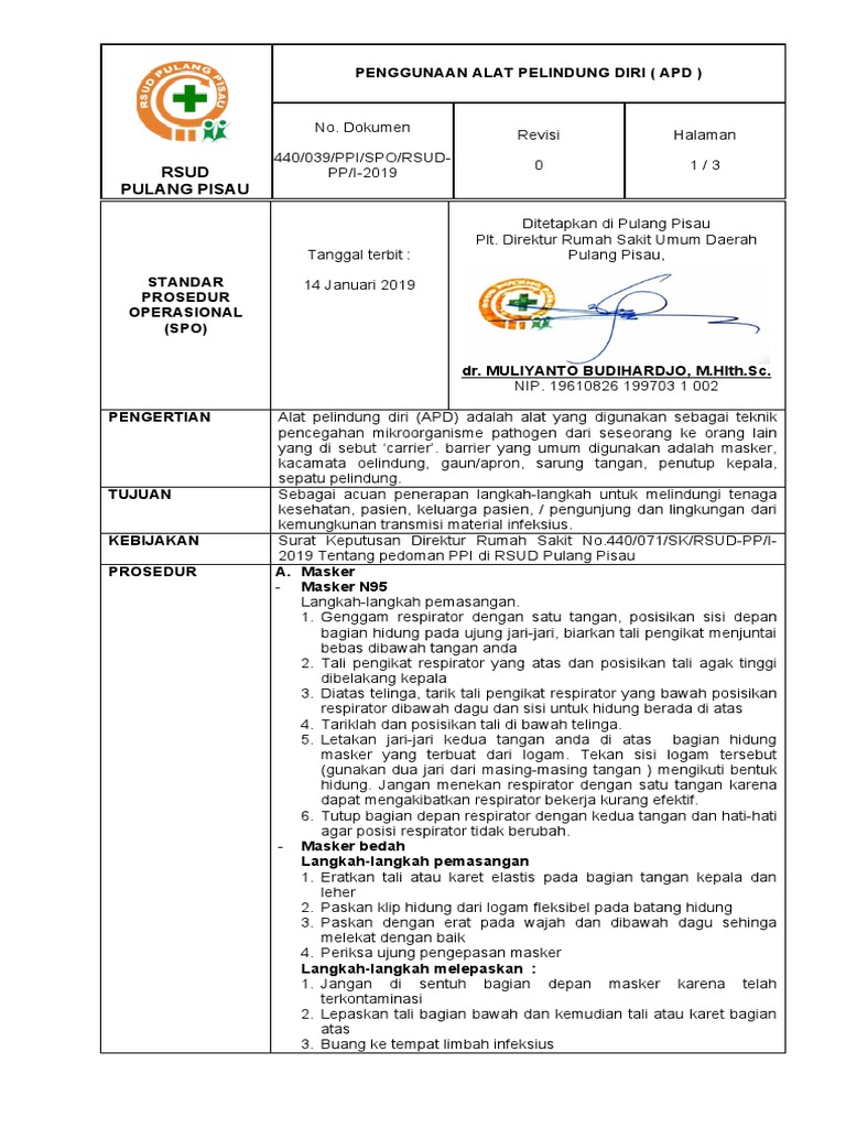 Panduan Penggunaan APD di RSUD Pulang Pisau | PDF | Sains & Matematika
