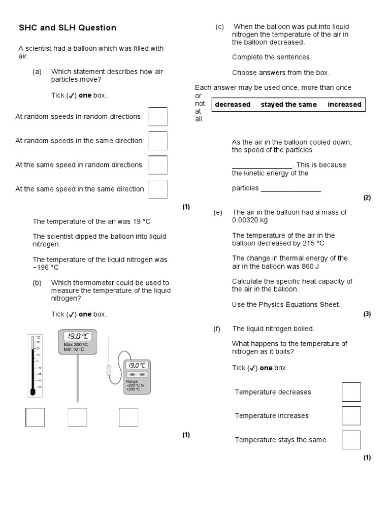 SHC and SLH Calculations in Gases | PDF | Temperature | Gases