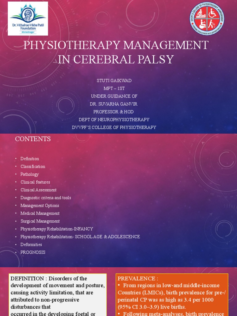 Physiotherapy Management in Cerebral Palsy | PDF | Cerebral Palsy ...