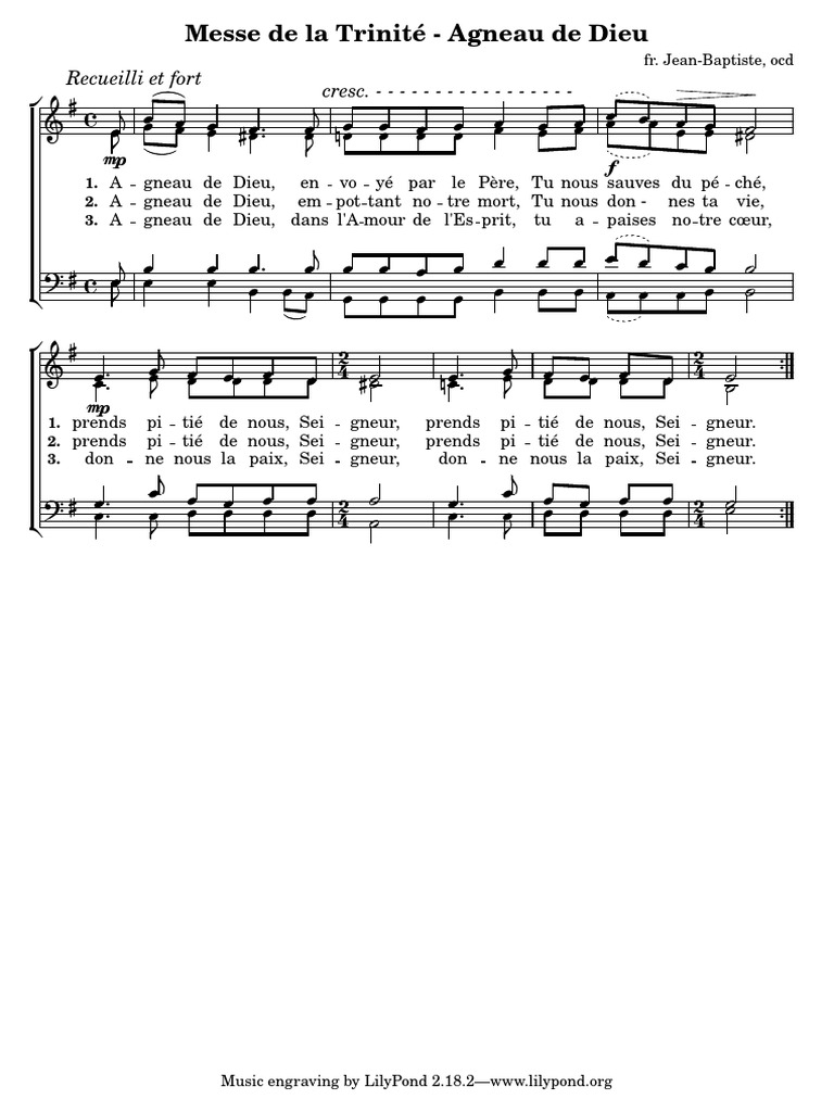 Messe de la Trinité: Agneau de Dieu | PDF