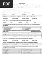 Online Shopping Questionnaire | PDF | Online Shopping | Retail