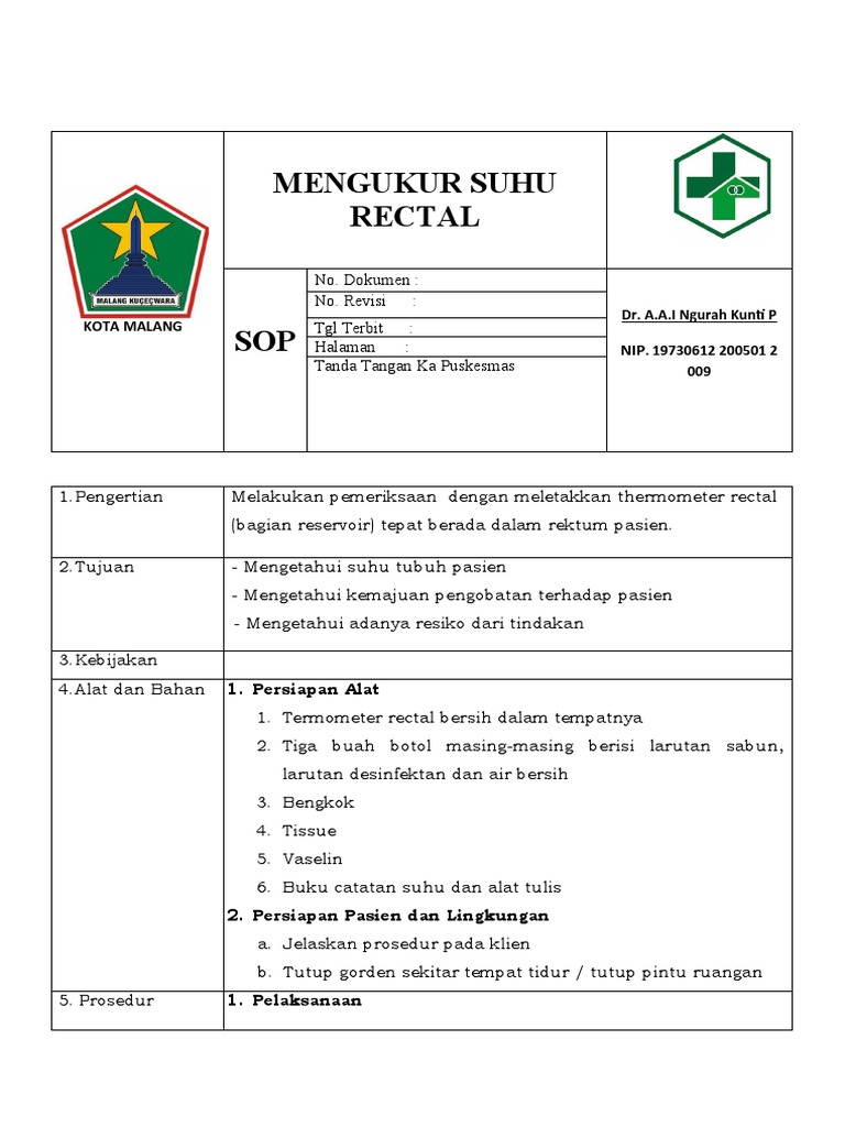 Sop Suhu Rectal Fix | PDF Sop Suhu Rectal Fix | PDF