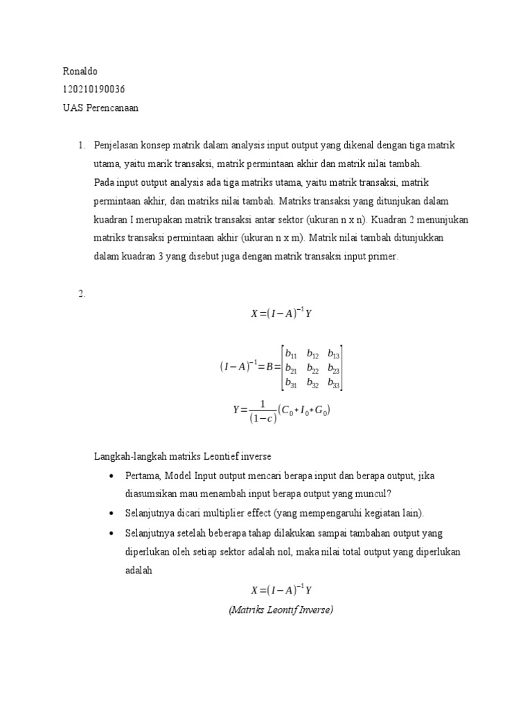 Analisis Input Output dan Efek Multiplier | PDF