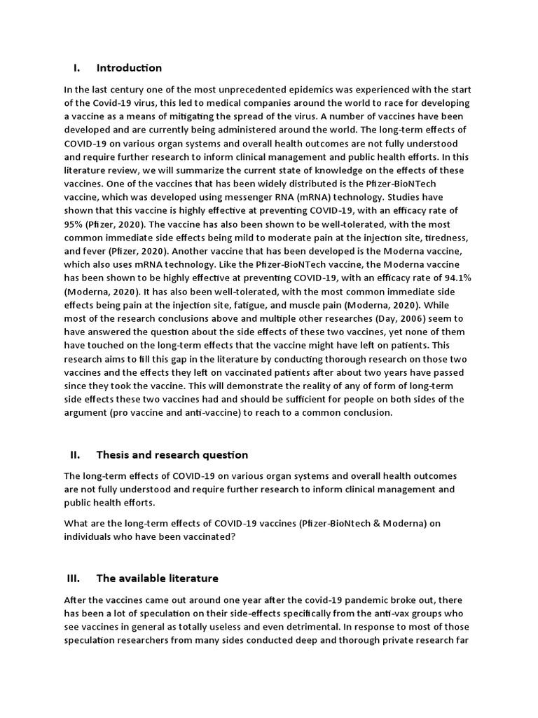 Covid-19 Vaccines Long-Term Side Effects Research Proposal | PDF ...