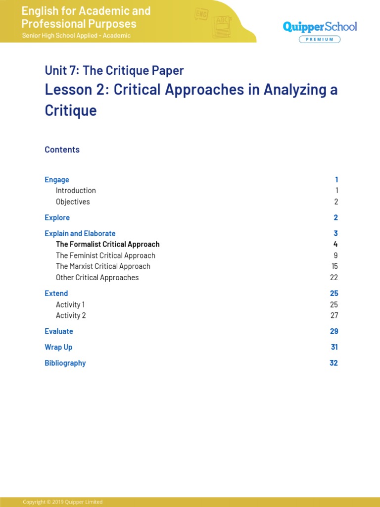 PDF (SG) - EAP 11 - 12 - UNIT 7 - LESSON 2 - Critical Approaches in ...