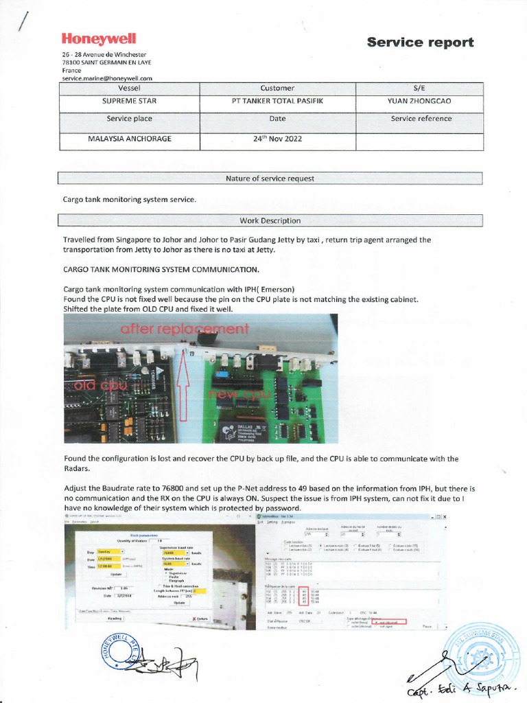 Honeywell Service Report | PDF