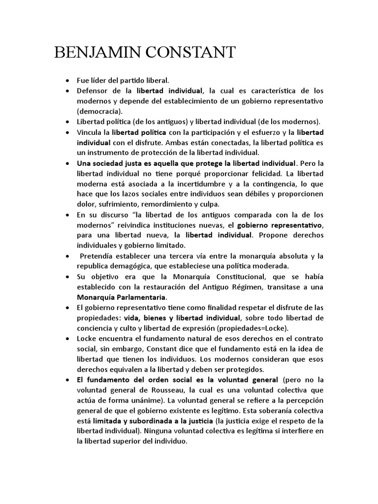 Benjamin Constant | PDF | Libertad | Gobierno