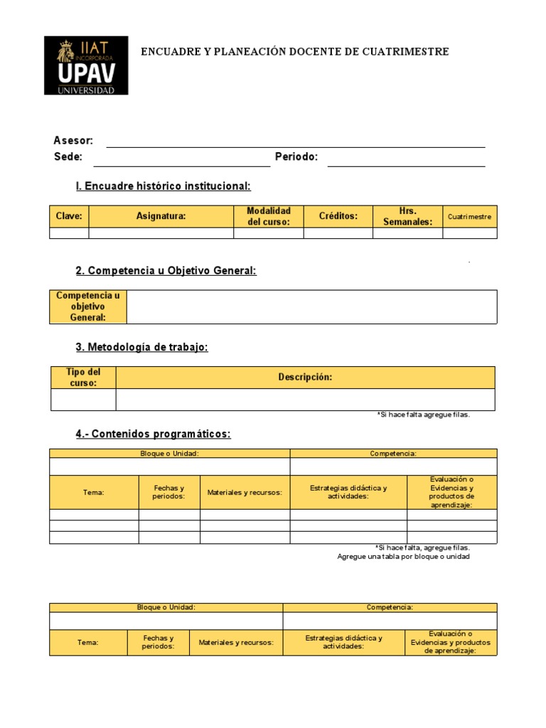 Planeación Docente Cuatrimestre 2023 | PDF | Evaluación | Aprendizaje