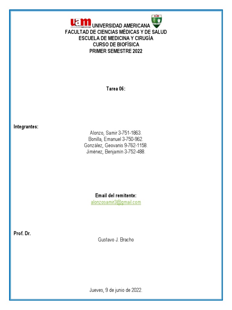 Tarea 06 - Biofísica 06 | PDF