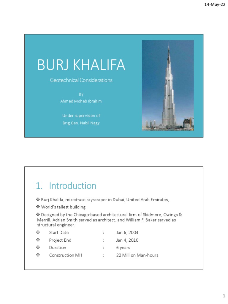 Burj Khalifa Geotechnical Considirations Report - PPT, Ahmed Moheb ...