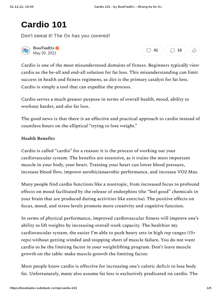 Cardio 101 - by BowTiedOx - Strong As An Ox | PDF | Aerobic Exercise ...