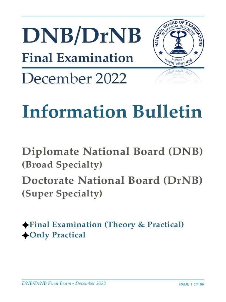 Final Examination: DNB/DRNB | PDF | Doctor Of Medicine | Thesis