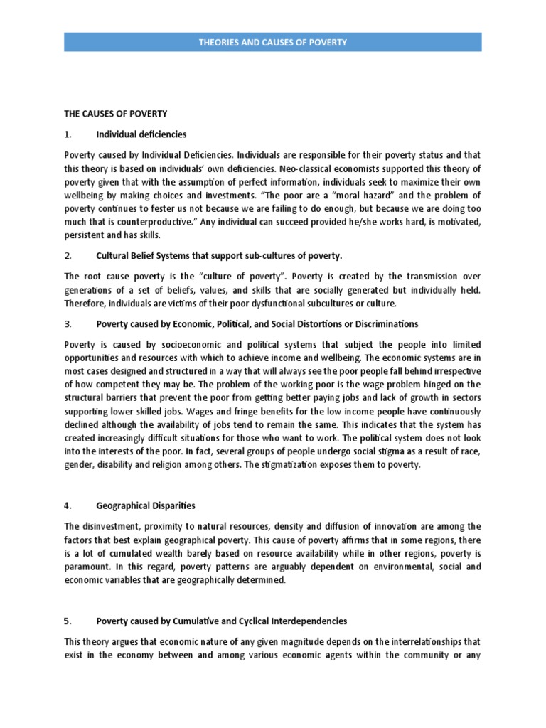 Week 2 The Causes and Theories of Poverty | PDF | Poverty | Poverty ...