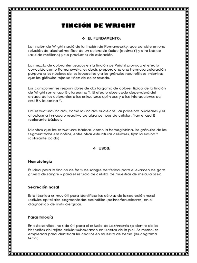 Tinción de Wright: Hematología | Descargar gratis PDF | Tinción | Anatomía