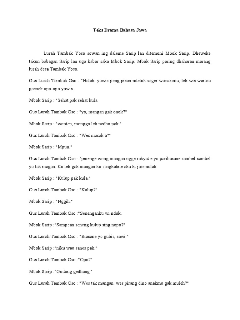 Teks Drama Bahasa Jawa | PDF