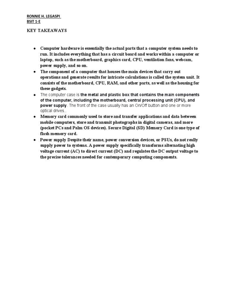 My Key Takeaways in cc101 Module 5 | PDF