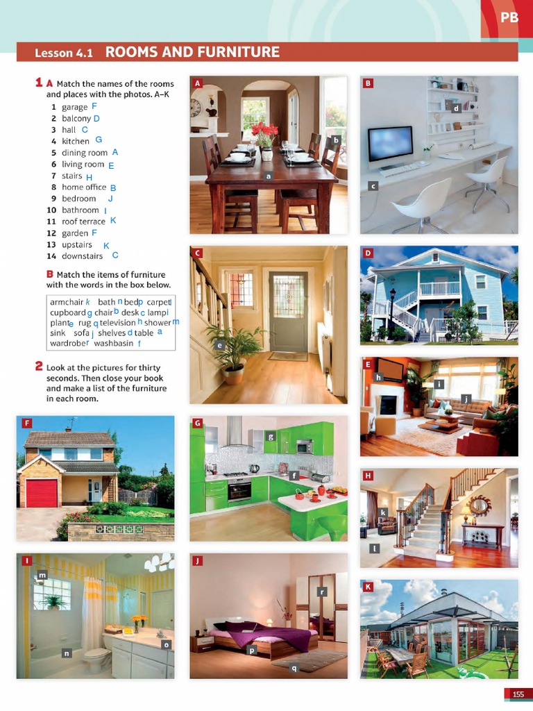 Vocabulary - Rooms and Furniture | PDF
