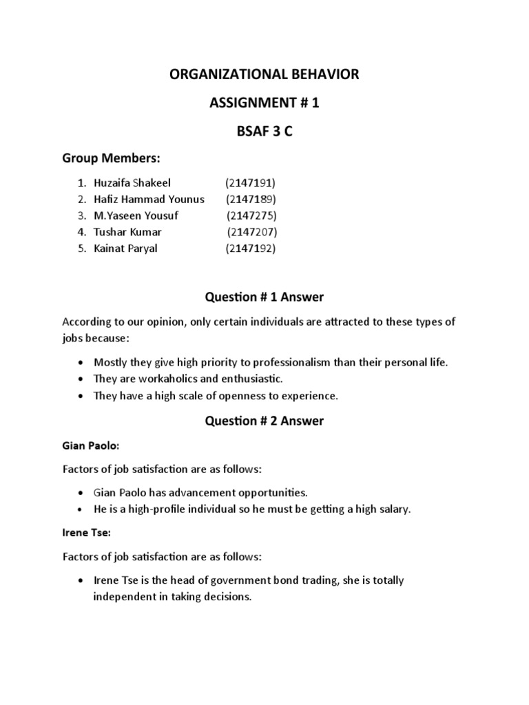 ASSIGNMENT | PDF | Job Satisfaction | Turnover (Employment)