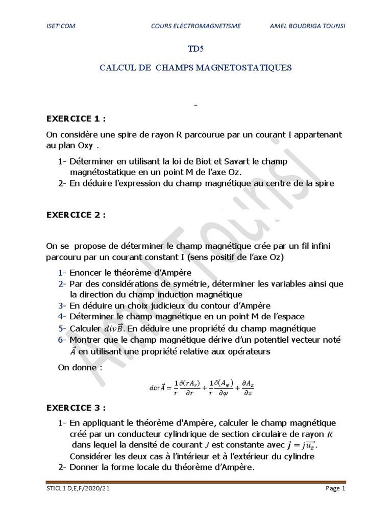 TD5 Champ Magnetostatique | PDF