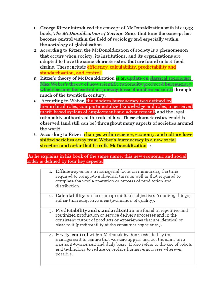 George Ritzer Introduced The Concept of McDonaldization With His 1993 ...