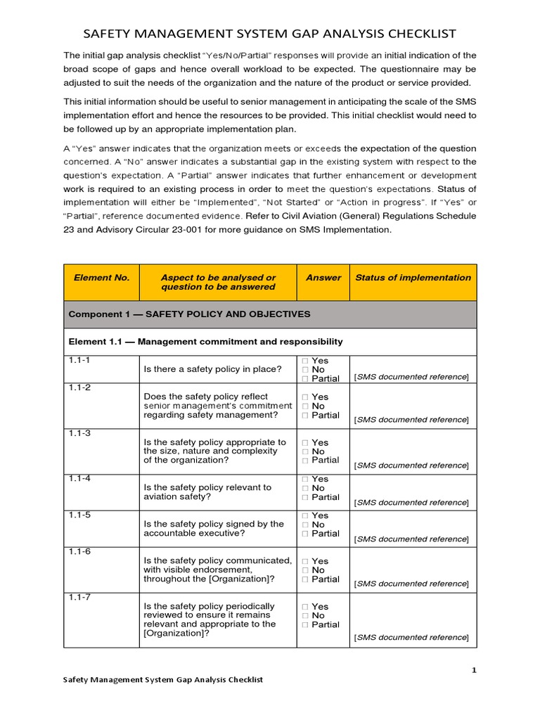 Safety Management System Gap Analysis | PDF | Risk | Risk Management