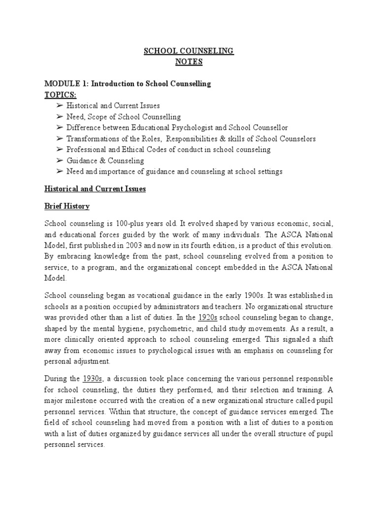 SCHOOL COUNSELING Final Notes-Combined | PDF | School Counselor ...